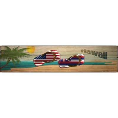 Hawaii Flag and US Novelty 24"x5" metal street sign plaque Home Door ...