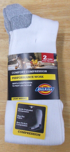 Dickies Light Comfort Compression Men's OTC Socks I21050, 2 Pair Wht 6 ...