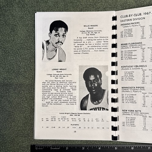 1968 1969 Denver Rockets, ABA, NBA basketball team media guide yearbook ...