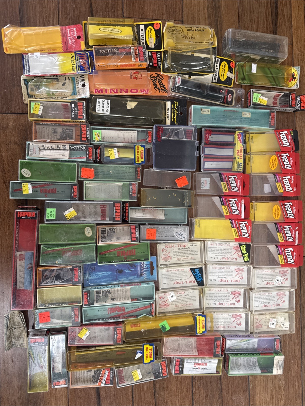 Lot of 70 Vintage, Empty Lure Boxes, Rapala, Fred Arbogast, Rat-L-Trap ...