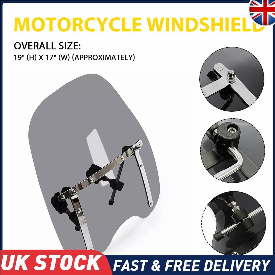 19"x17" Large Clear Windshield For BMW Honda Suzuki Yamaha Cruiser ...