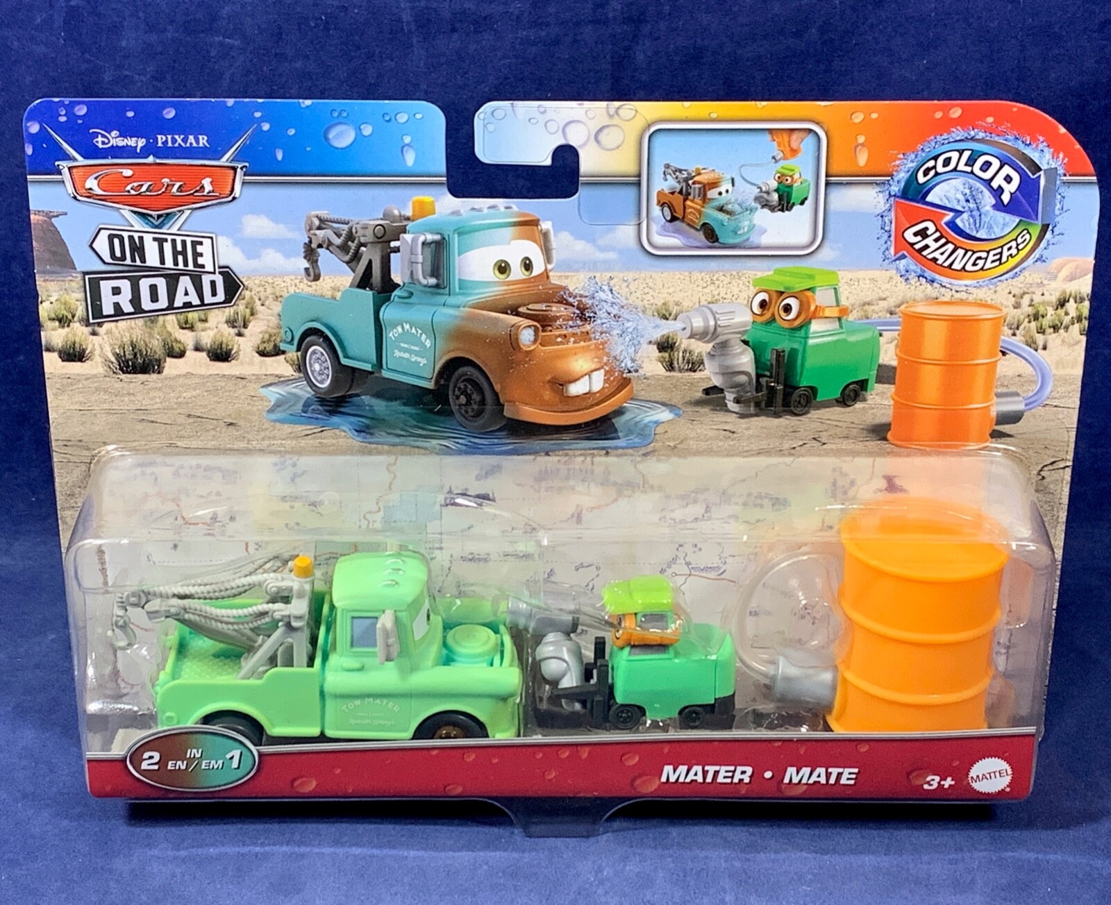 Disney Pixar Cars 1/55th New Color Changers - MATER GREEN TO TEAL
