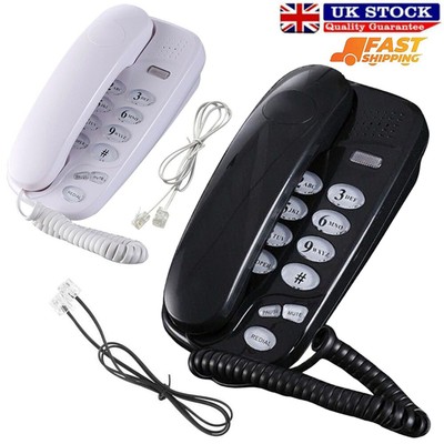Compact Wired Telephone Wall Mounted Tabletop Home Office Corded Phone ...