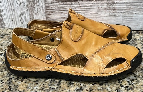 HSY Fashion Leather Men's Casual Non-slip Slippers Sandals US 13 EUR 48 ...