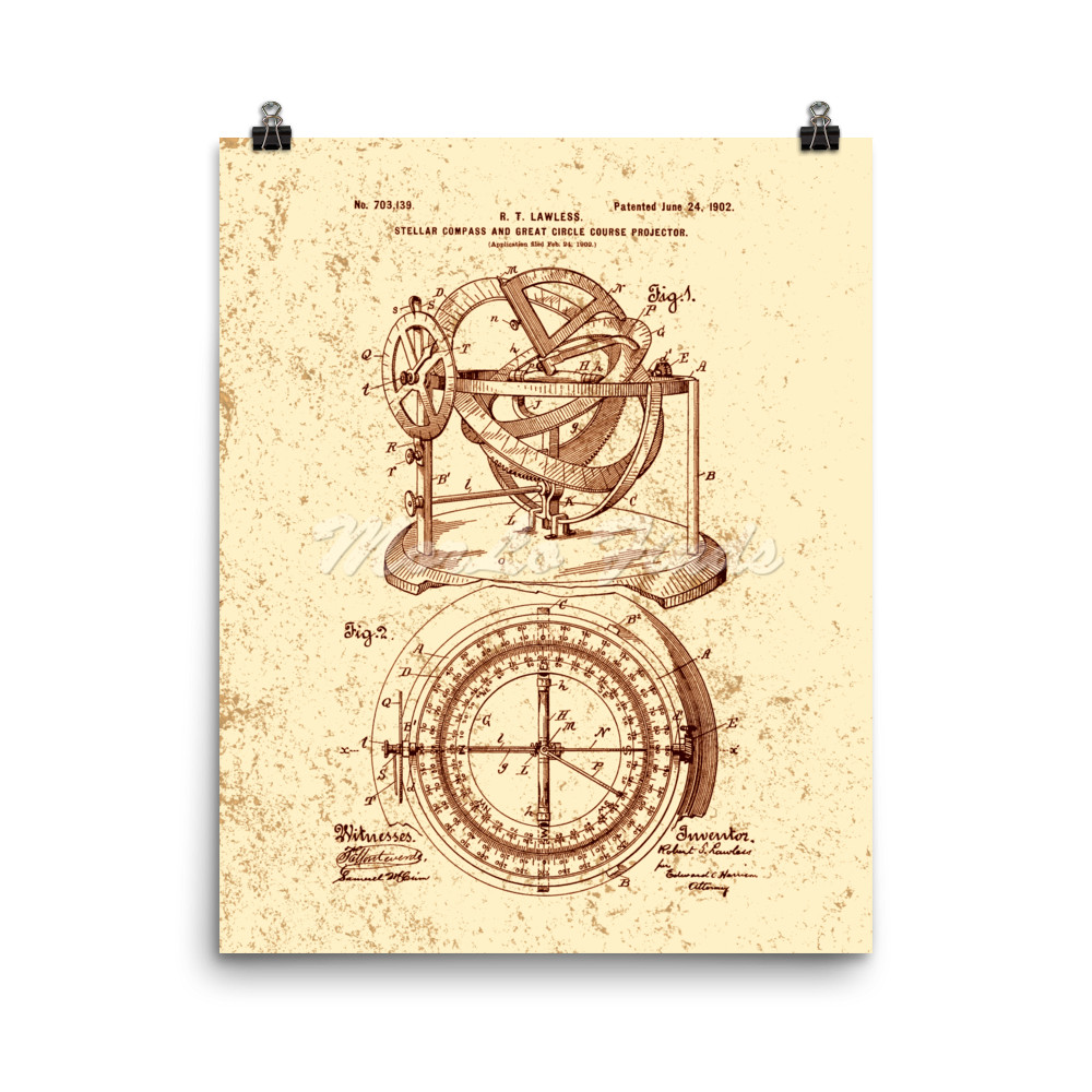 Antique Nautical Compass Art