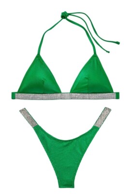 Victoria's Secret Swim Shine Strap Triangle Top/Thong Bottom Set Green ...