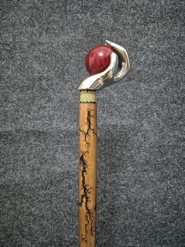 Beautiful Aluminum Hand Holding Ball Handle Victorian Wooden Walking ...
