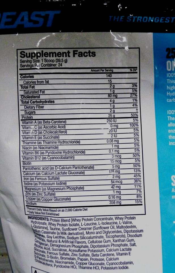 Beast Whey Protein 2 Lbs Vanilla Flavor, 25 G./serving, 24 servings | eBay