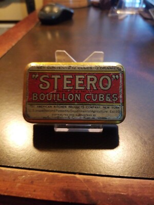 Vintage 1900s "STEERO" BOUILLON CUBES TIN AMERICAN KITCHEN PRODUCTS NY ...