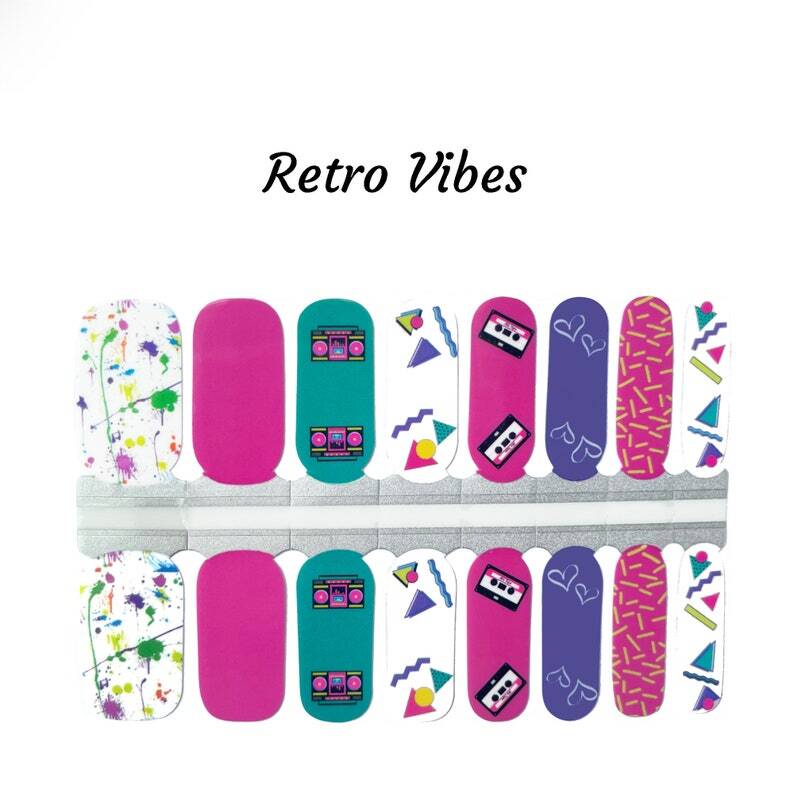 Retro Vibes Nail Wraps / 80's Nail Wraps / 90's Nail Wraps | eBay