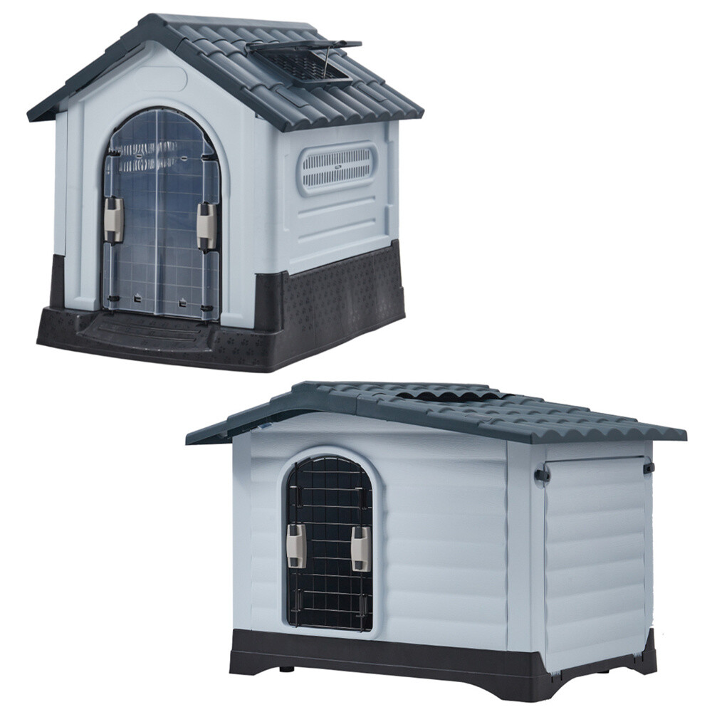 Plastic Pet House Cat Dog Kennel Apex Roof Weatherproof Outdoor Animal ...