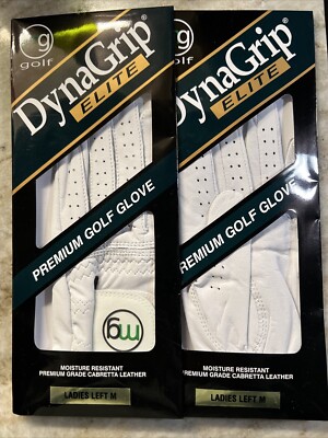 NIB MG DynaGrip Elite Golf Gloves(2ea) Ladies Left M. Cabretta Leather ...