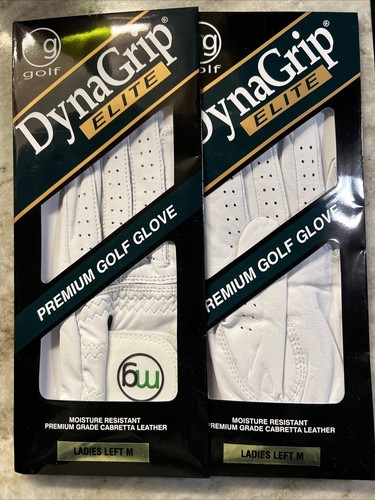 NIB MG DynaGrip Elite Golf Gloves(2ea) Ladies Left M. Cabretta Leather ...