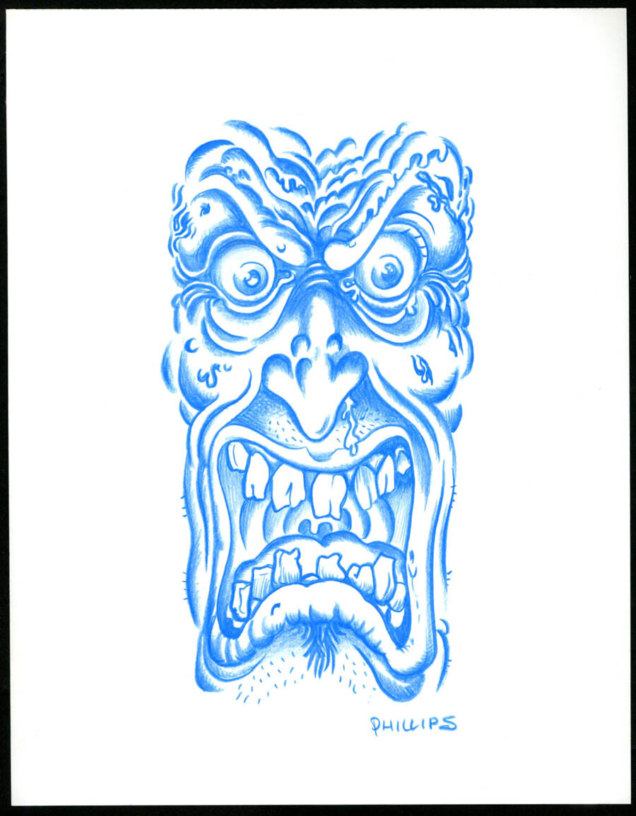 Jim Phillips 11x14 ORIGINAL ART Rob Roskopp Face Santa Cruz Skate PSA ...