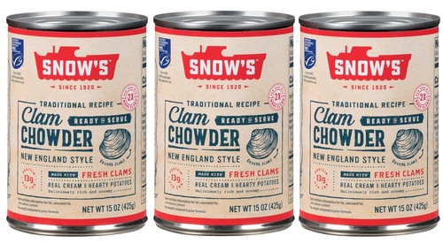Snows New England CLAM CHOWDER 15oz Authentic READY TO SERVE (3 Cans ...