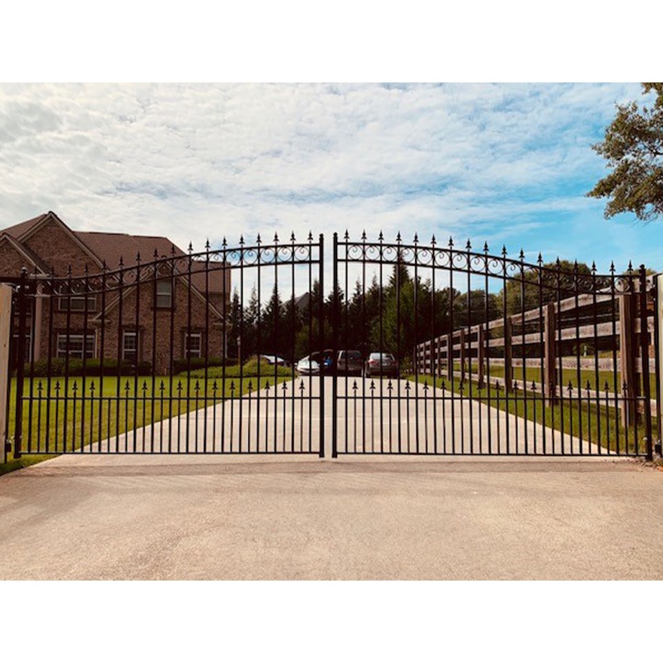 ALEKO Prague Style Steel Dual Driveway Combo Gate 14' and Pedestrian ...