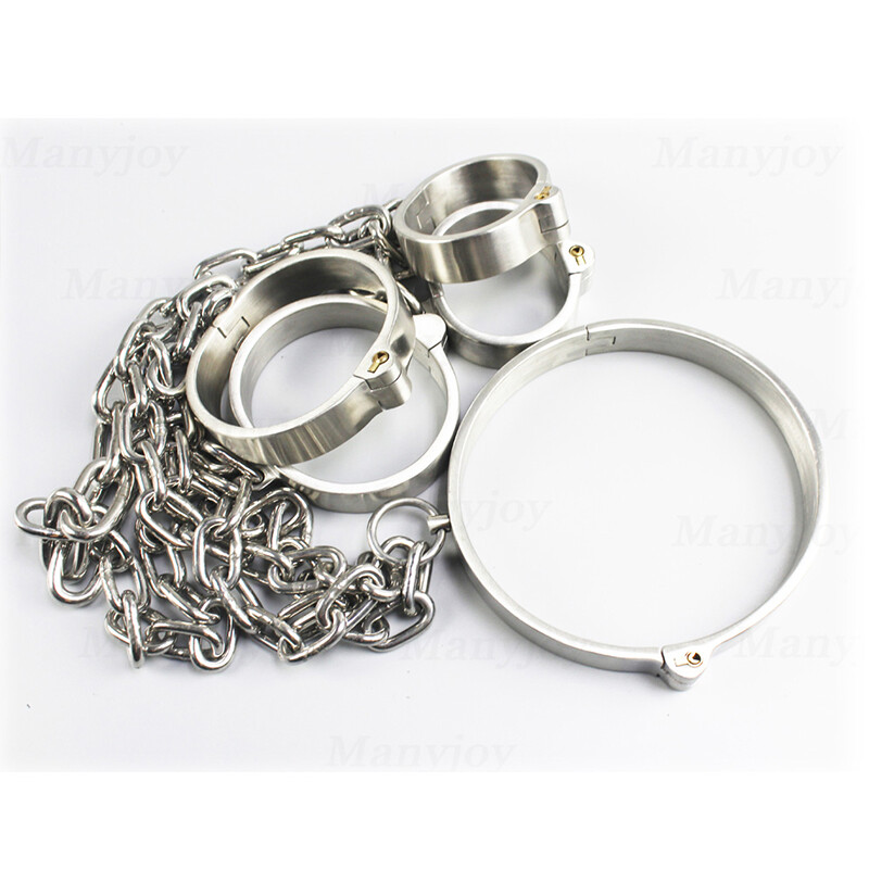 Stainless Steel Lock Neck Collar Hand Ankle Cuffs Femdom Binding ...