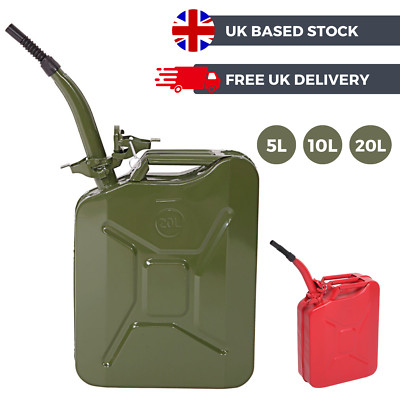 Jerry Can 5 10 20L Fuel Oil Diesel Petrol Storage Container Metal Spout ...