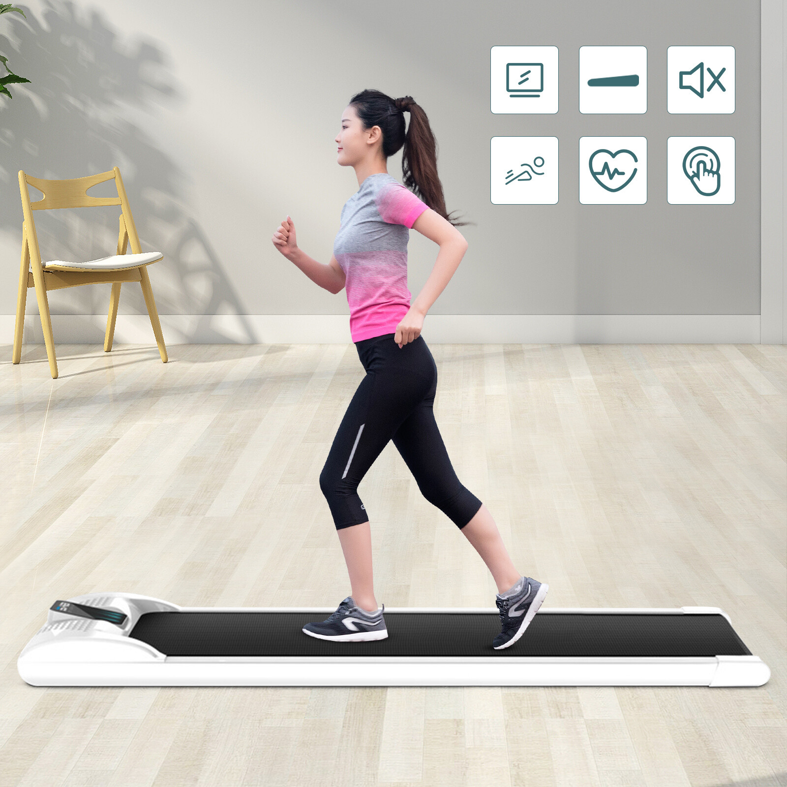 Portable Electric Treadmill Walking Pad Home Fitness Machine with LCD ...