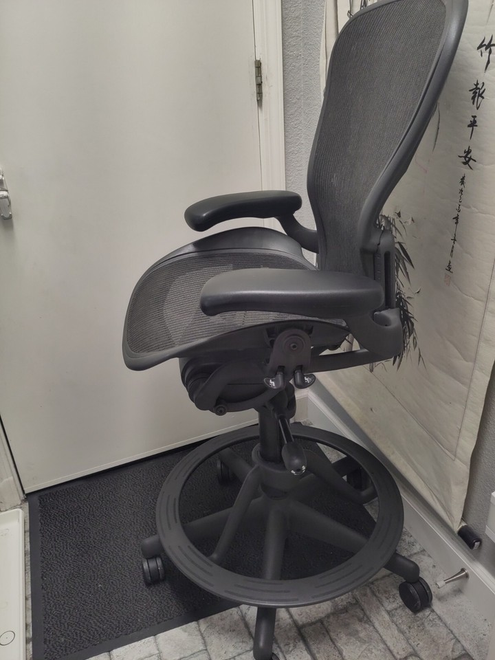 Authentic Herman Miller Aeron Mesh Work Stool, Bar Height fully loaded ...
