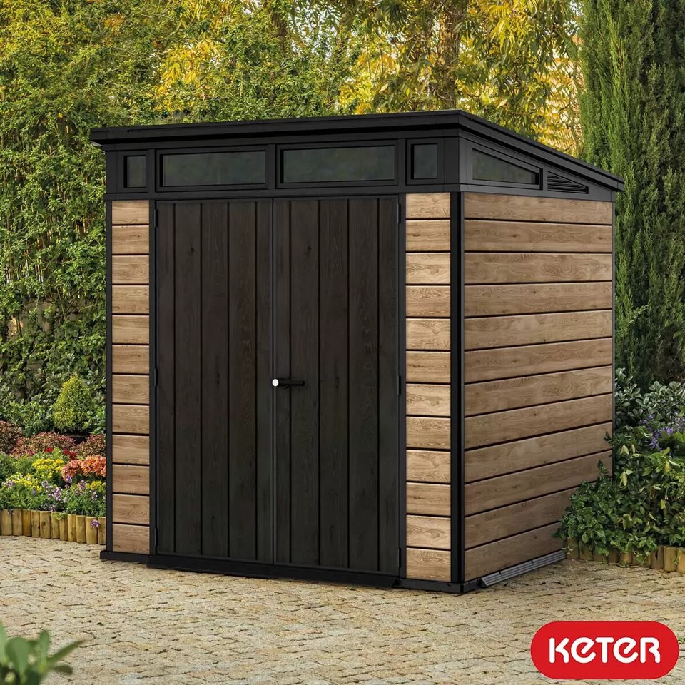 Keter NEW Ashwood DecoCoat Signature 7ft 1" x 7ft 1" Garden Storage Shed | eBay UK