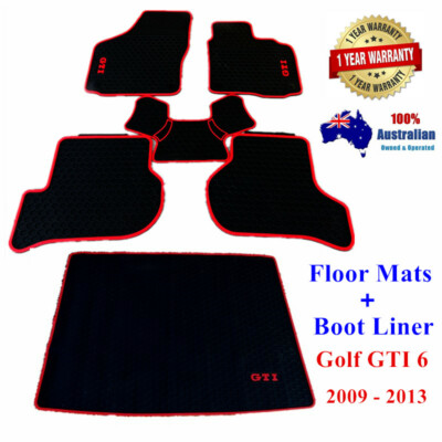 Waterproof rubber floor mats + Cargo Boot Liner for VW Golf MK6 GTI ...
