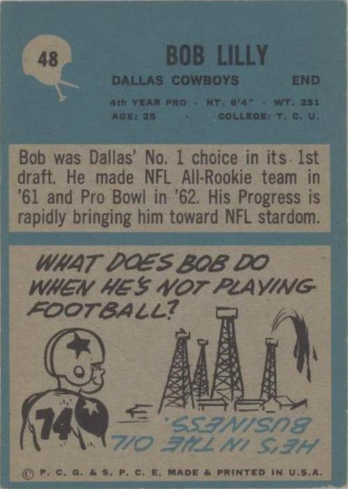 Las mejores ofertas en 1964 Philadelphia Bob Lilly #48 | eBay