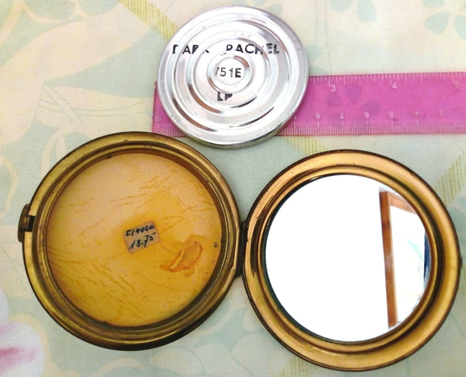 Vintage Powder Compact Mirror Mid-Century Enameled Vanity Makeup Rachel ...