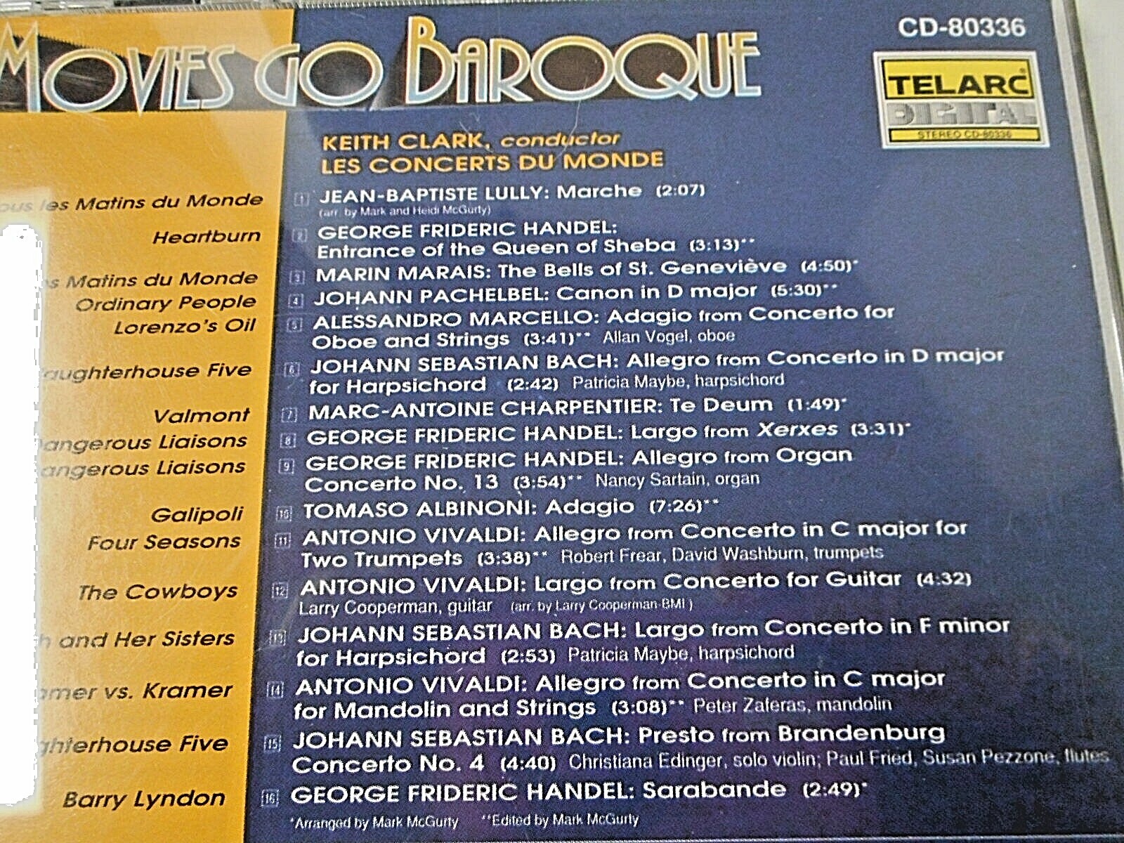 Movies Go Baroque by Les Concerts du Monde/Keith Clark (Conductor ...