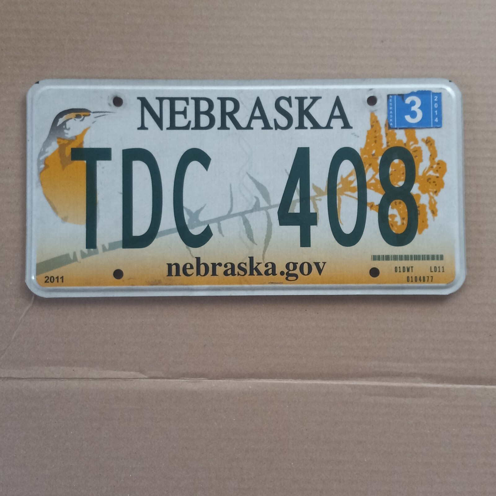 2011 Nebraska License Plate - "TDC 408" Meadowlark 3 2014 Sticker | eBay