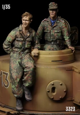 1/35 Resin Figure WW2 German Panzer Tank Crew at Rest (2 Fig Set) Model ...