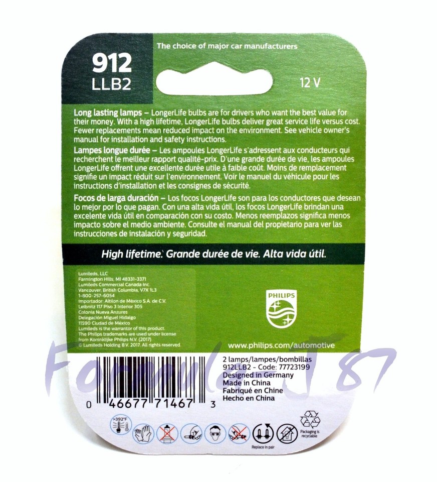 Philips LongerLife 912 13W Two Bulbs Interior Cargo Trunk Light Replace ...