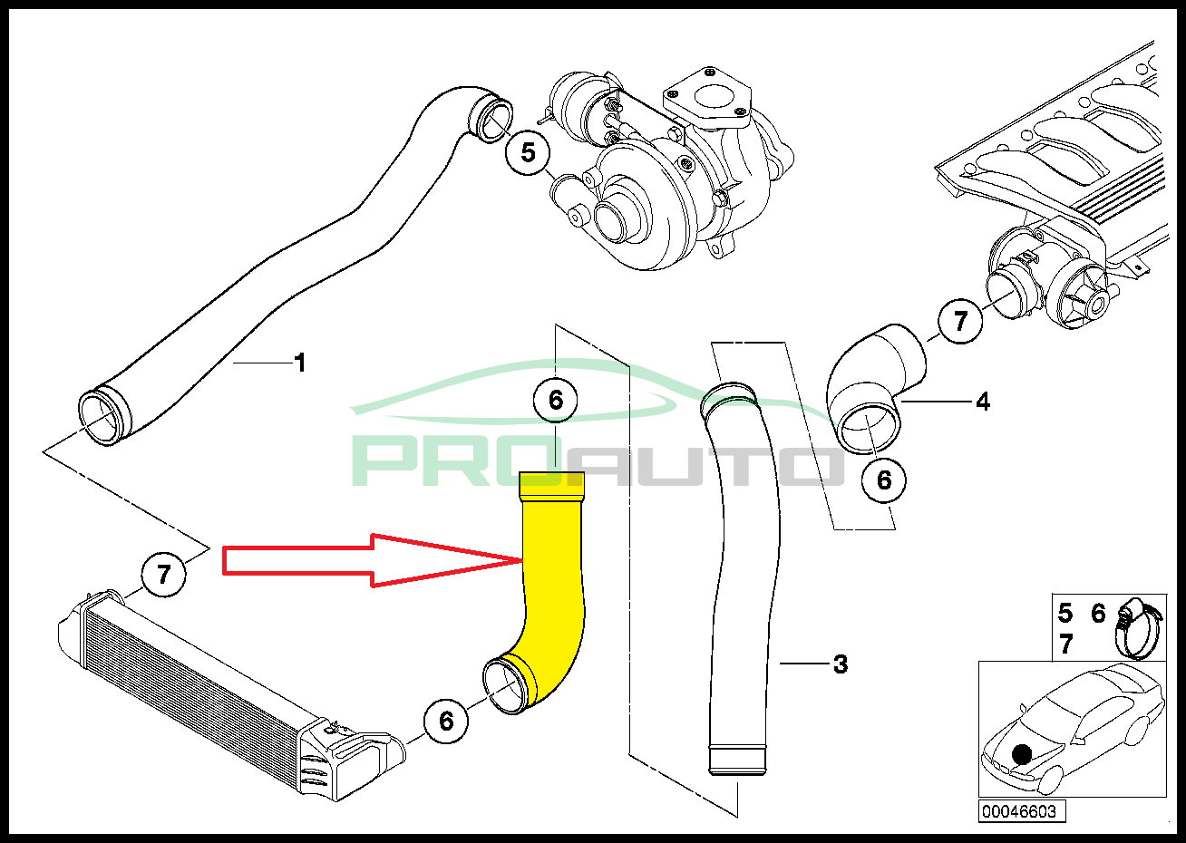 FOR BMW3 SERIES E46 318 320D INTERCOOLER PIPE TURBO HOSE 11617799397 ...