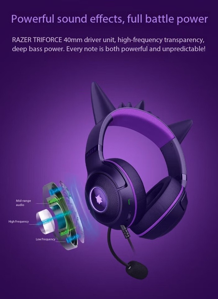 Razer x Pokémon Gengar Kraken V2 Wired Headset Headphone Limited ...
