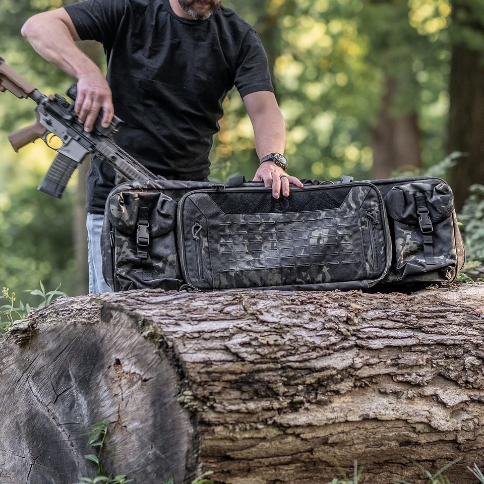 Urban Warfare 42" Double Rifle Bag w/Pistol Case, 600D Nylon, Lockable ...