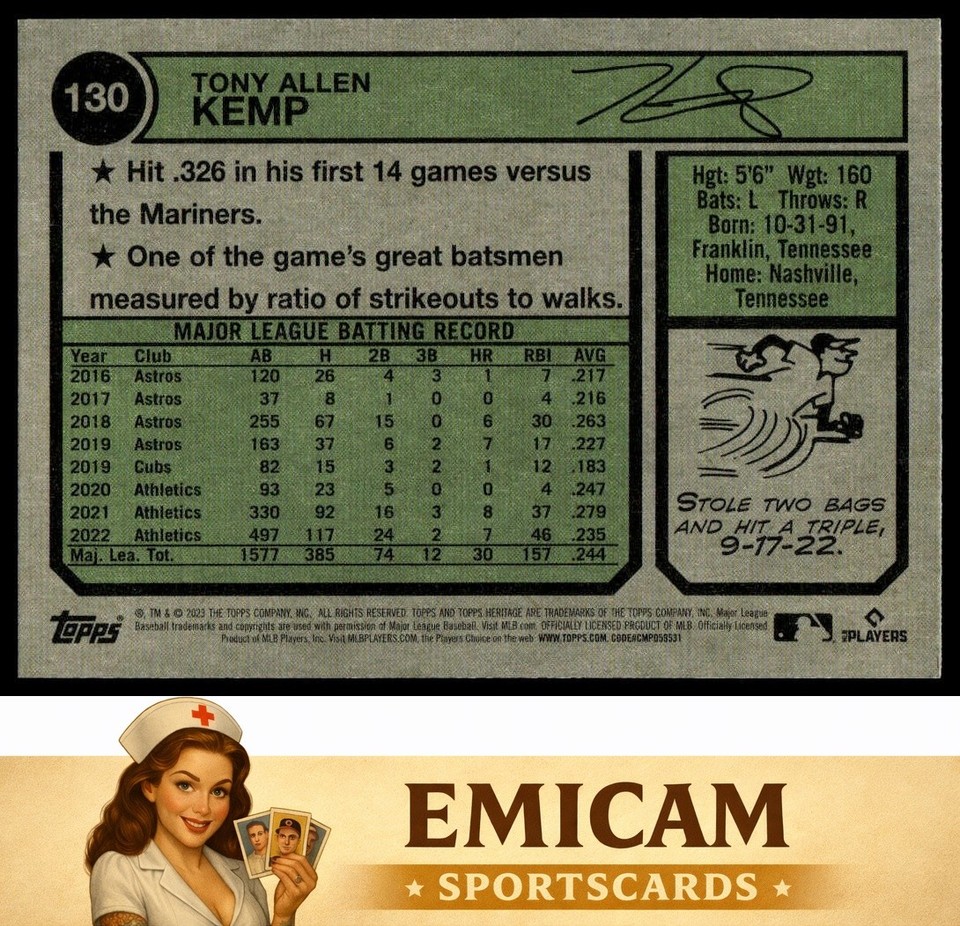 2023 Topps Heritage #130 Tony Kemp | eBay