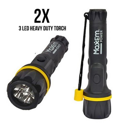 2X Heavy Duty LED Rubber Torch Body LED Torches Water Resistant 24 ...