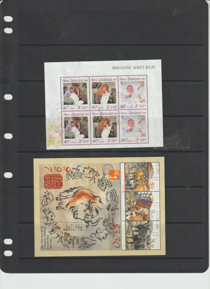 NEW ZEALAND SELECTION OF 5 OFF DECIMAL MINI SHEET STAMPS POSTAL USED ...
