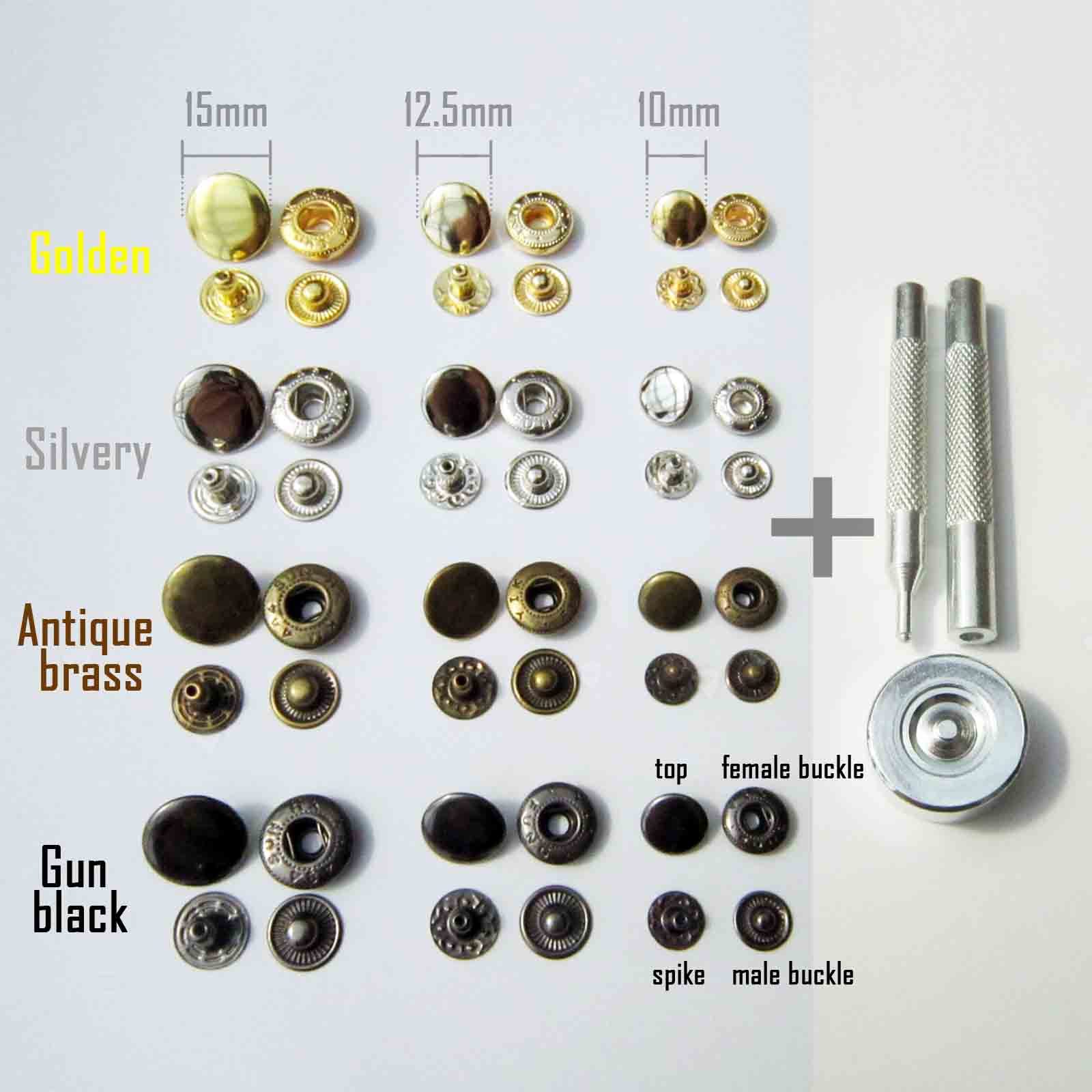 No Sew Snap Button Press Stud Leather Bag Coat Popper Rivet Fastener ...