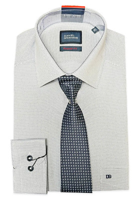 Daniel Grahame Gordon Shirt & Tie Set Regular Fit 15012T-18 Navy | eBay UK