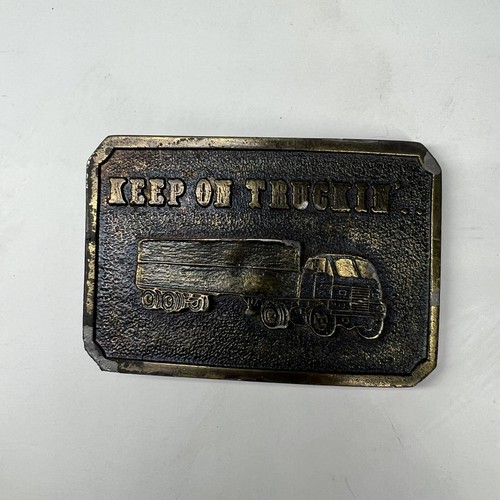 Vtg. 74 Keep on Trucking Vintage Big Rig semi Drivers belt buckle by ...