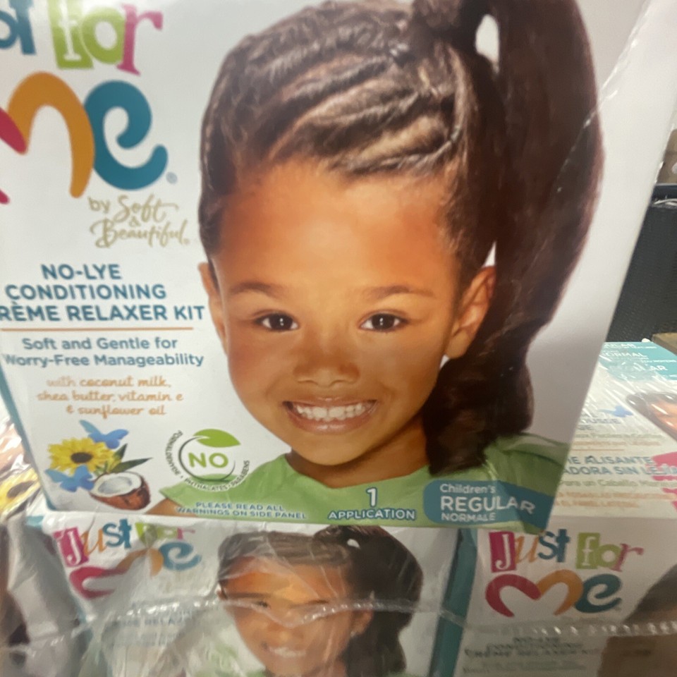 3 ~ Just For Me Soft & Beautiful No-Lye Relaxer Kit Children Regular #6 ...