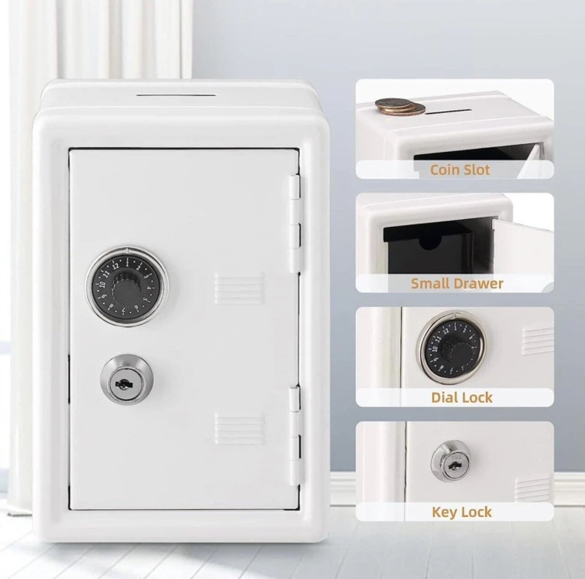 Kids Small Money Box Metal Locker Combination Storage Safe Coin Bank