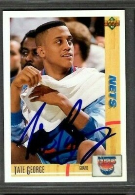 1991 Upper Deck #336 Tate George rc Signed auto Autograph blue sharpie ...