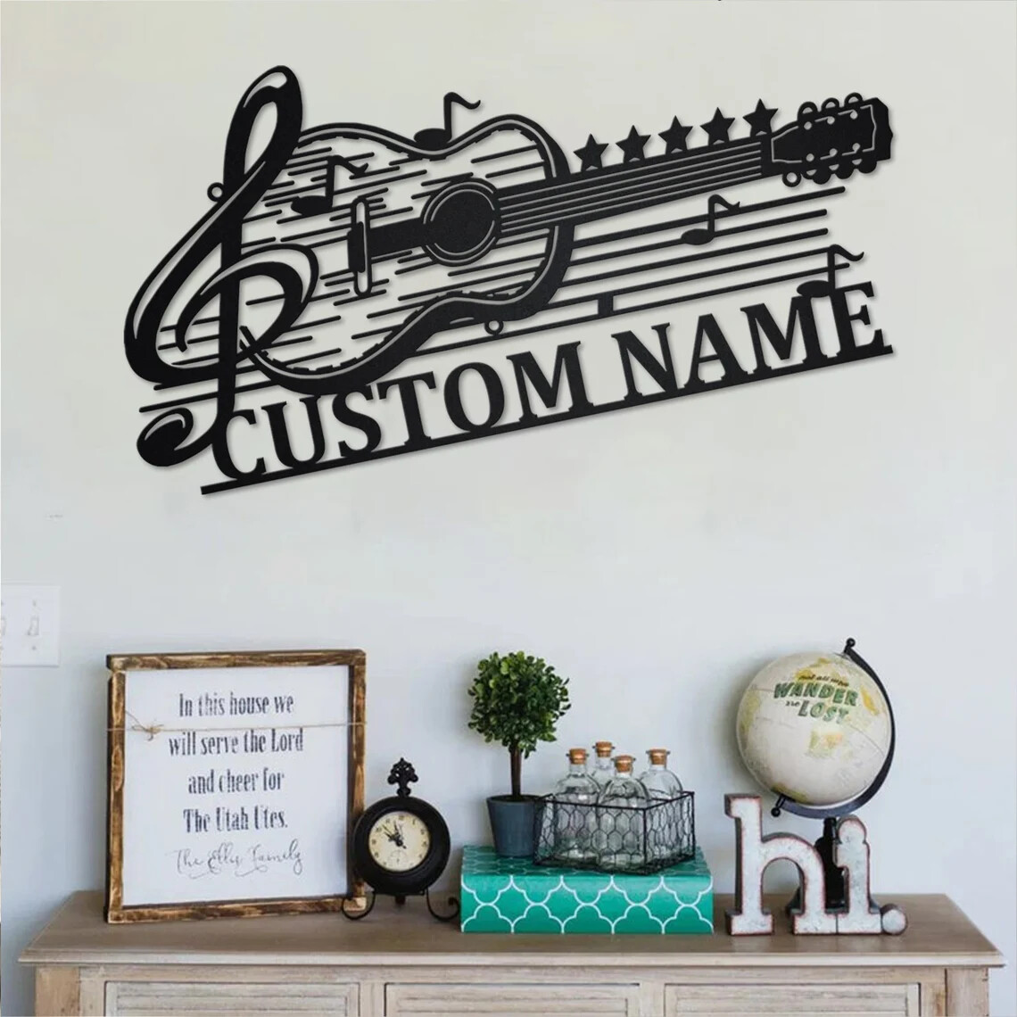 Personalized Guitar Musical Metal Name Sign, Custom Name Wall Art Decor ...