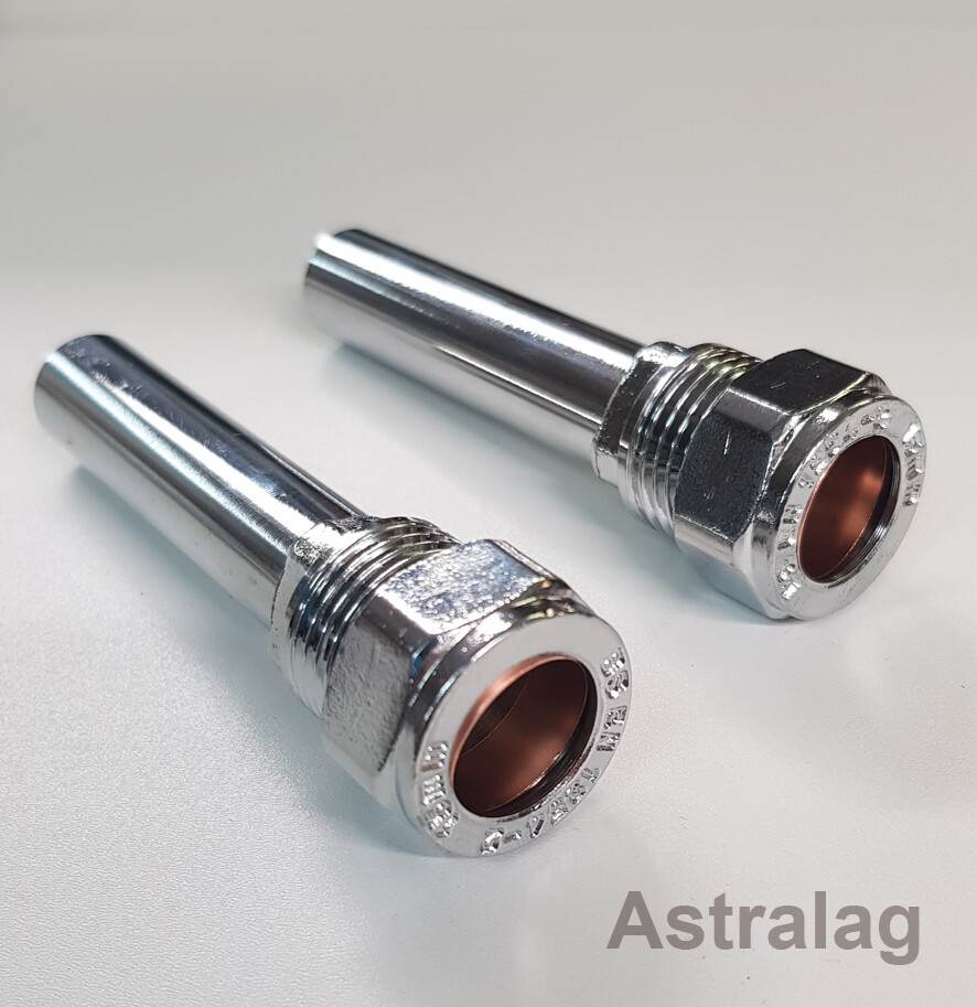 60mm Chrome Radiator Valve Extension Tail - 1/2" TRV (Can be cut down ...