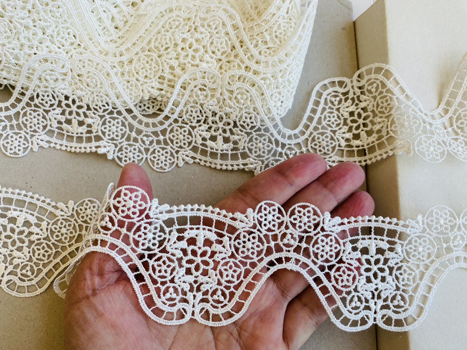 2 Yards Bright White Embroidered Eyelet Ribbon Trim/Sewing/Craft/Bridal ...