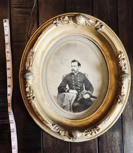 1860s GERMON Large Albumen Photo in Wall Frame ID'd Navy Commander Died ...