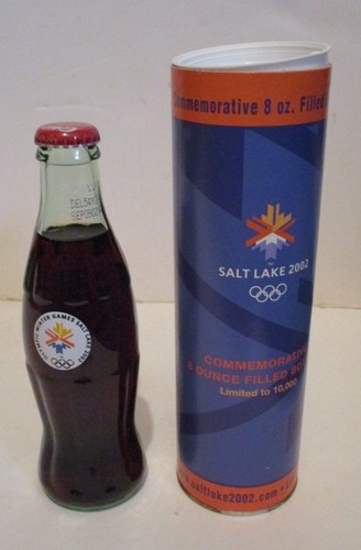 SALT LAKE CITY OLYMPICS WINTER GAMES COCA COLA COKE SODA BOTTLE IN TUBE ...