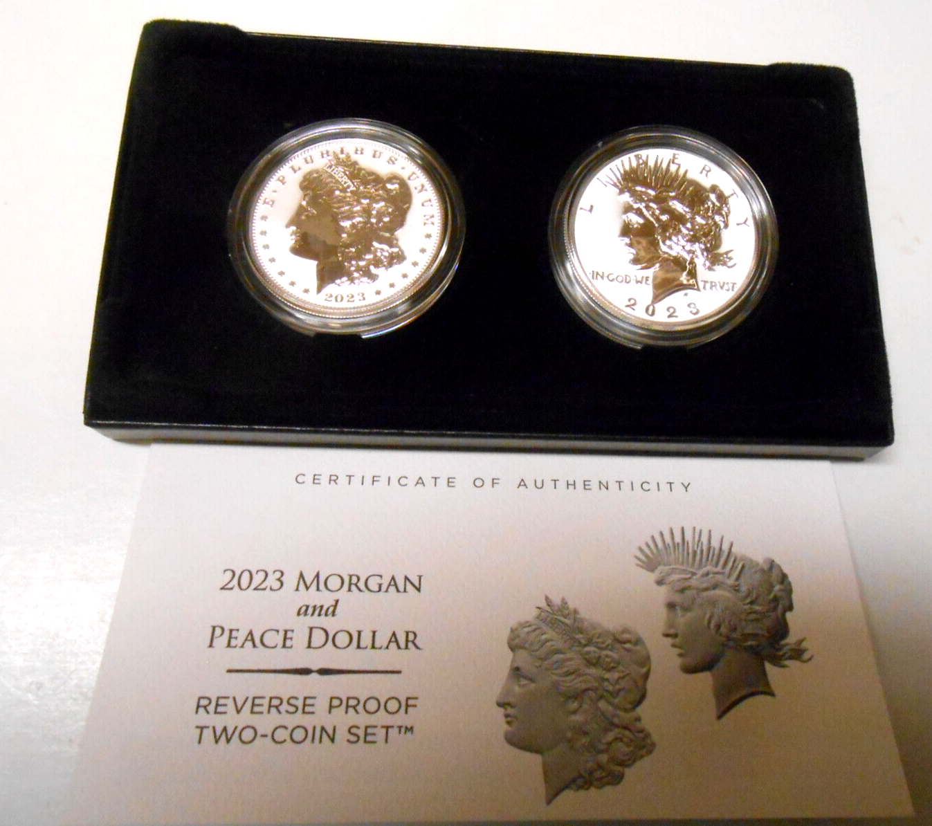 Morgan & Peace Dollar Reverse PROOF SILVER 2 Coin Set 2023 Scarce SEE ...
